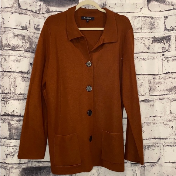 Evan Picone | Jackets & Coats | Evan Picone Burnt Orange Jacketcardigan ...